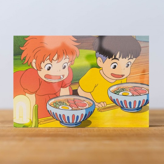 Postcard Ponyo & Sosuke ramen - Ponyo on the Cliff